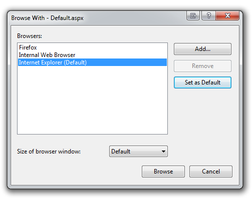How to change the default browser in Visual Studio programmatically with PowerShell and possibly ...